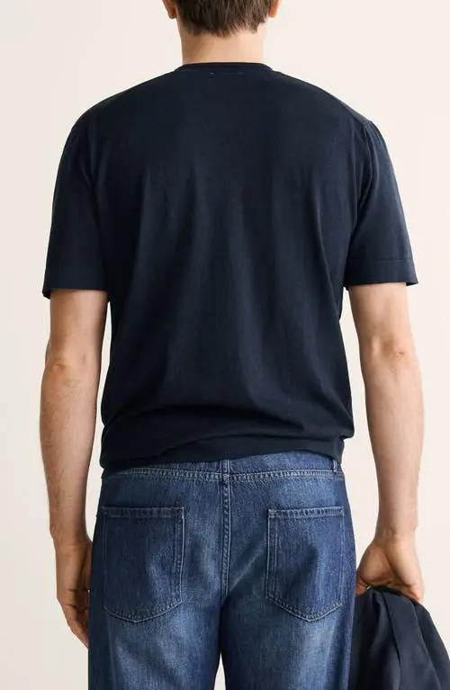 Mango Cotton & Silk T-shirt - Navy