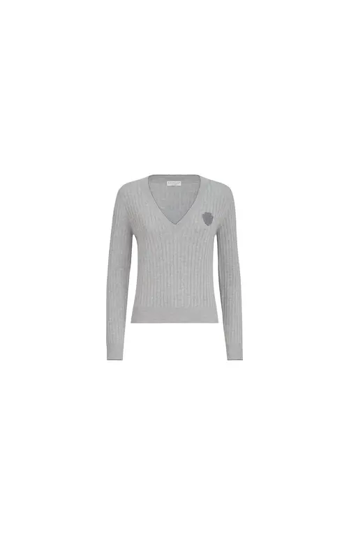 Brunello Cucinelli Cotton Ribbed V-neck Sweater