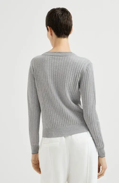 Brunello Cucinelli Cotton Ribbed V-neck Sweater