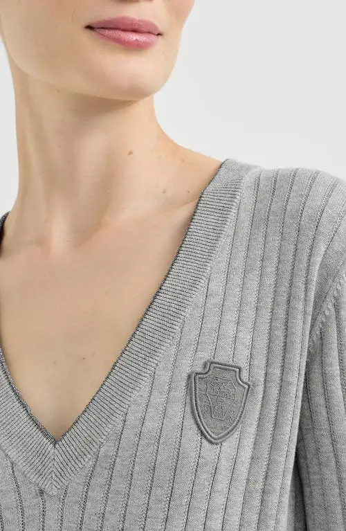 Brunello Cucinelli Cotton Ribbed V-neck Sweater