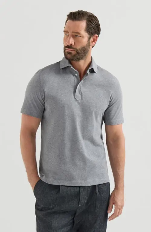 Brunello Cucinelli Cotton Jersey Polo With Shirt-style Collar - Medium Grey