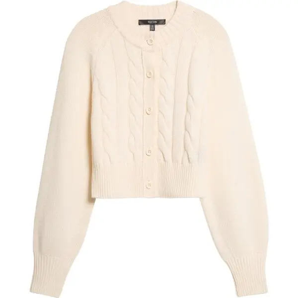 TOCCIN Rita Cable Knit Cardigan - Ivory