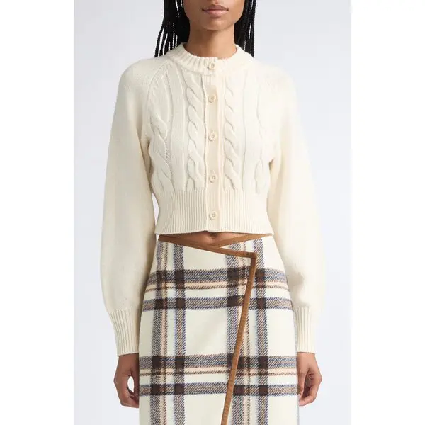 TOCCIN Rita Cable Knit Cardigan - Ivory