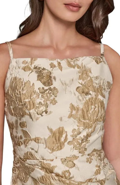 Donna Karan New York Floral Metallic Jacquard Sheath Dress
