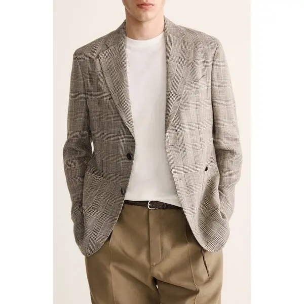 Mango Slim Fit Prince Of Wales Check Sport Coat - Mink Grey