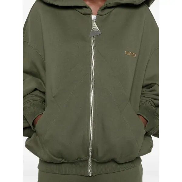 Attico Olive Cotton Hoodie - Green