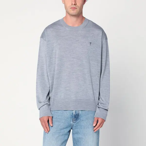 AMI Paris Crew Neck Wool Silk Sweater