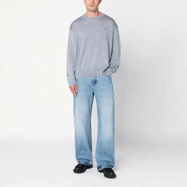 AMI Paris Crew Neck Wool Silk Sweater