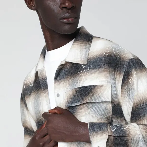 REPRESENT Milk-colored Flannel Checked Shirt