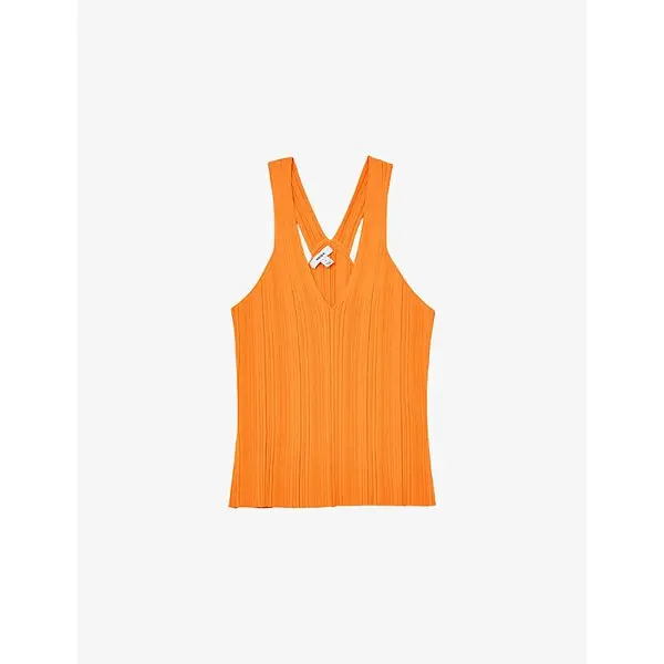 REISS Harris V-neck Textured Stretch-knit Vest