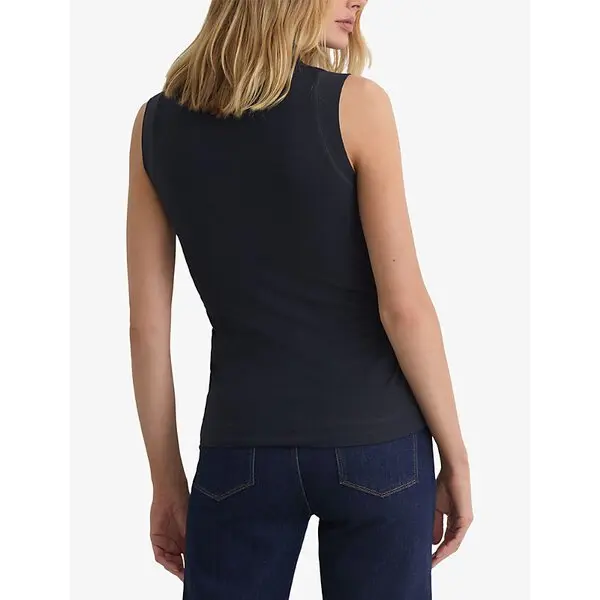 REISS Hattie Funnel-neck Sleeveless Knit Vest - Navy