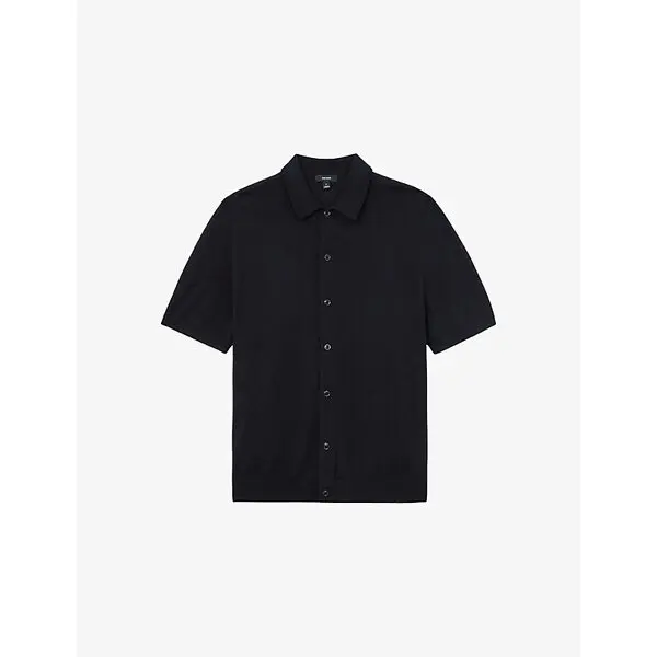 REISS Drayton Button-down Merino-wool Shirt - Navy