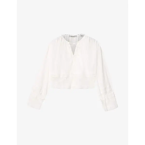 ALLSAINTS Colette Lace Hem Long Sleeve Top