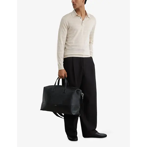 REISS Pallas Textured Long-sleeve Knitted Polo