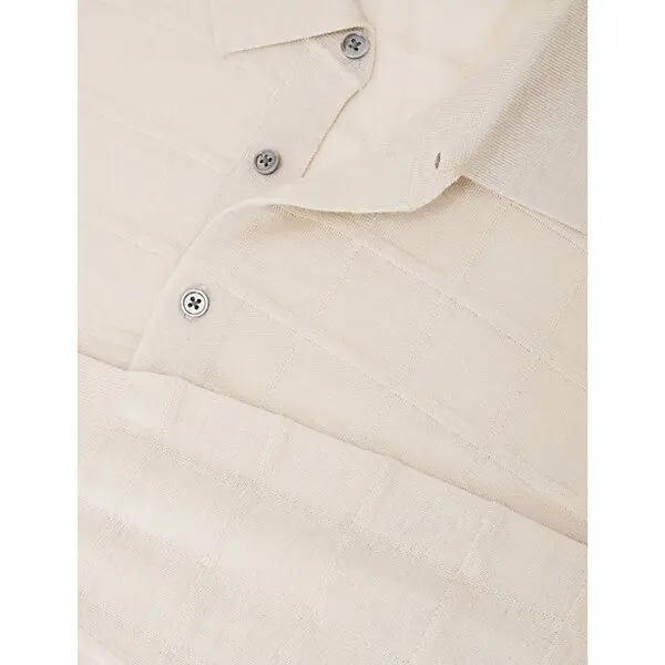 REISS Pallas Textured Long-sleeve Knitted Polo