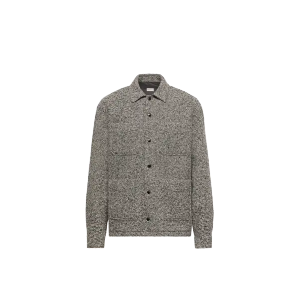 Moncler Melange Wool Blend Shirt - Gray