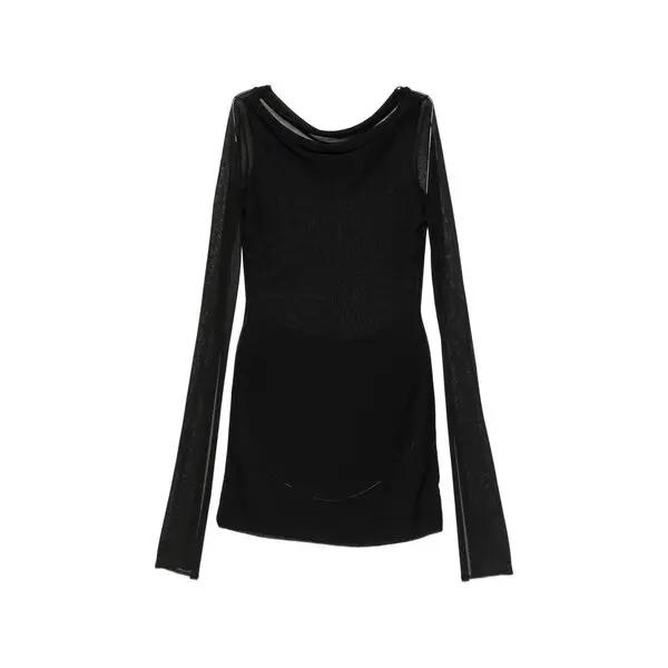 Cult Gaia Semi-sheer Cowl Neck Dress - Black