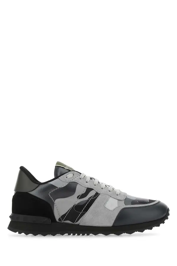 Valentino Garavani Multicolor Fabric And Nappa Leather Rockrunner Camouflage Sneakers - Green