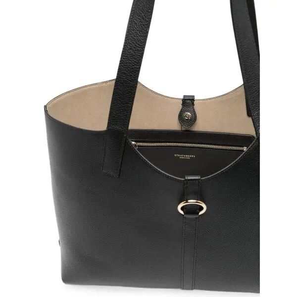Strathberry Leather Grained Texture Tote Bag - Black