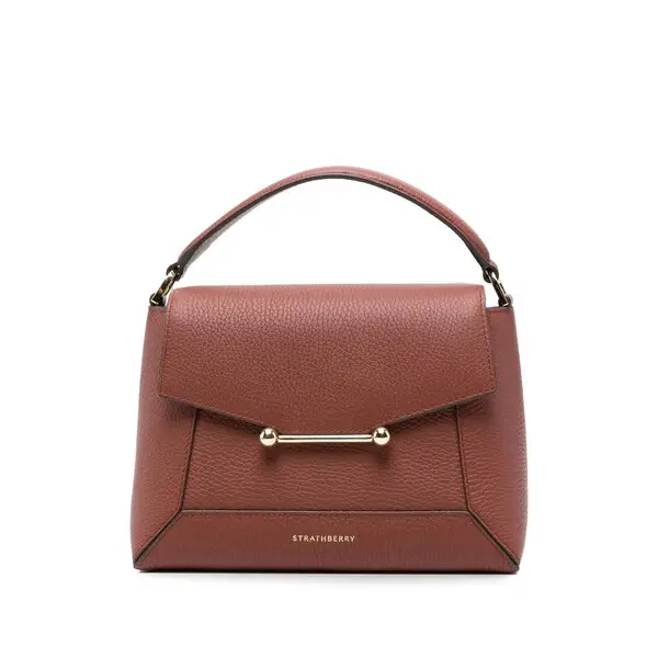 Strathberry Leather Top Handle Bag With Signature Bar Hardware - Brown