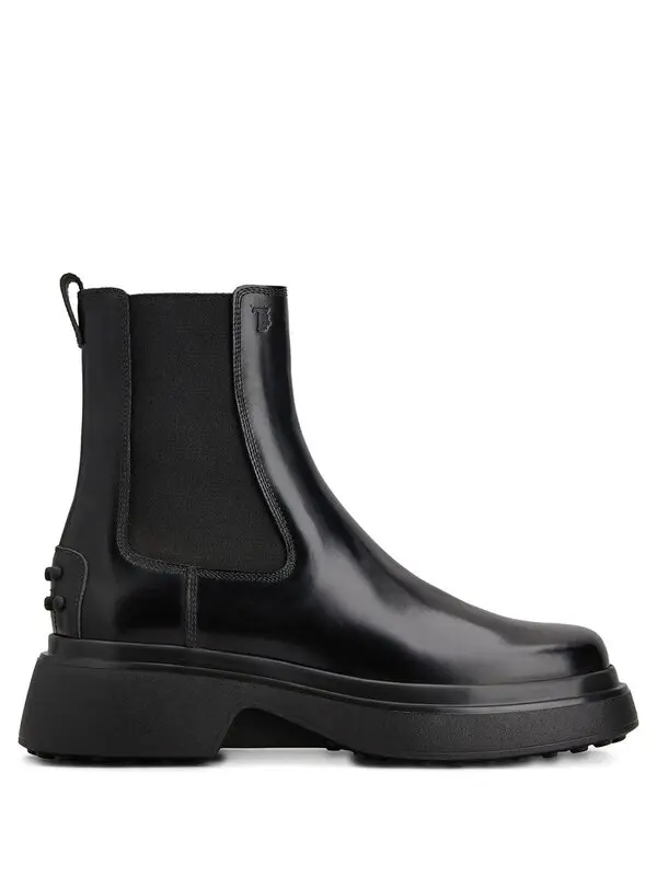 TOD'S Leather Chelsea Boots With Chunky Rubber Sole - Black
