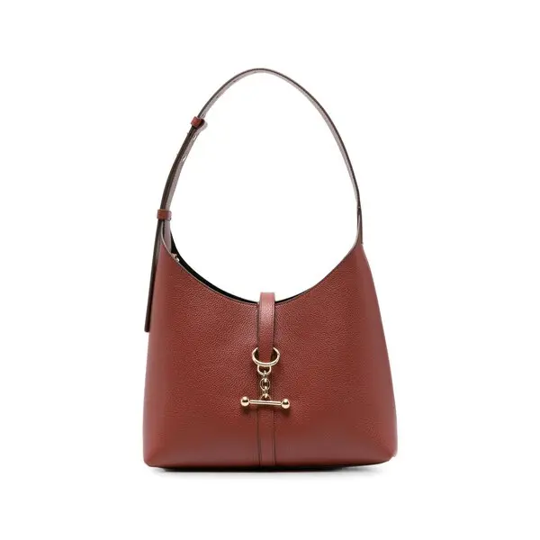 Strathberry Shoulder Bag In Textured Calf Leather With Signature Bar Hardware - Brown