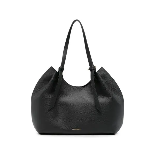 Strathberry Textured Leather Tote Bag With Gold-tone Hardware - Black