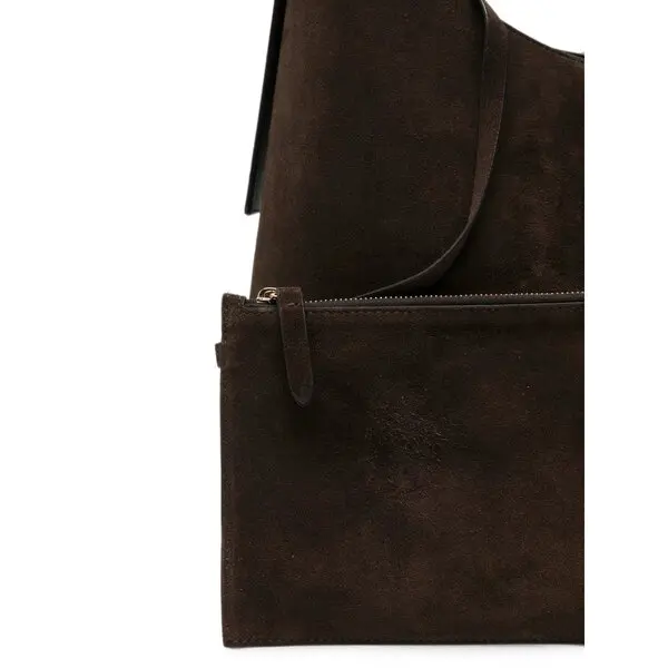 Strathberry Suede Hobo Shoulder Bag With Gold-tone Hardware - Brown