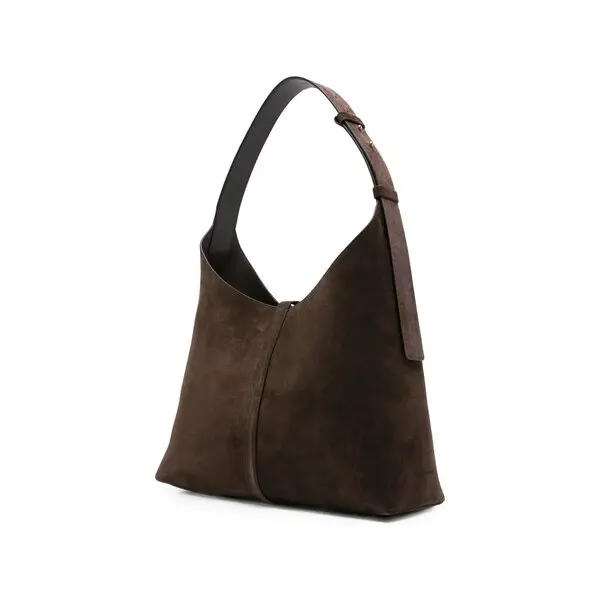 Strathberry Suede Hobo Shoulder Bag With Gold-tone Hardware - Brown