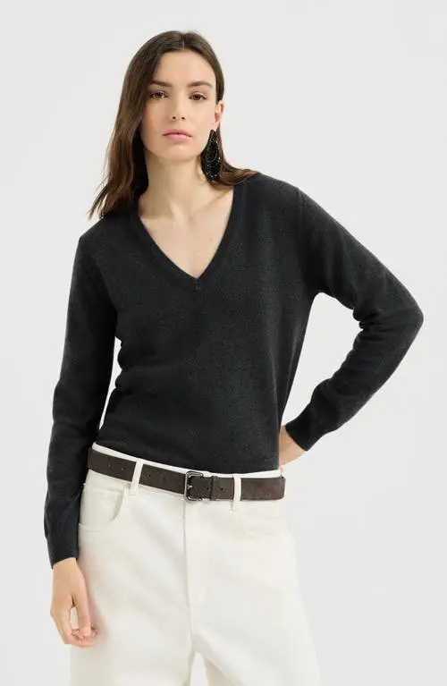Brunello Cucinelli Cashmere Sweater With Monili - Lignite