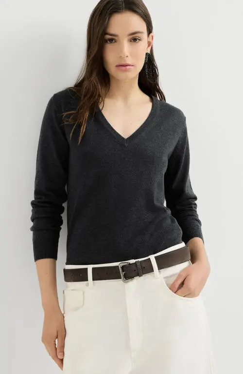 Brunello Cucinelli Cashmere Sweater With Monili - Lignite