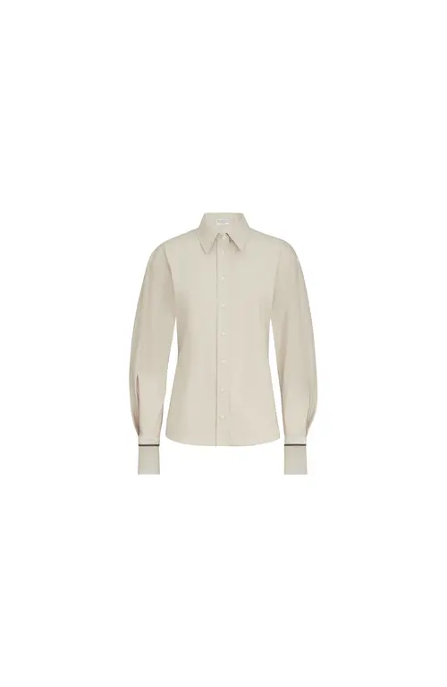 Brunello Cucinelli Stretch Cotton Poplin Shirt With Shiny Silk Cuffs
