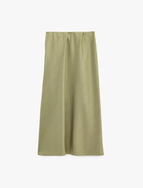 Koton Elastic Waist Satin Midi Skirt