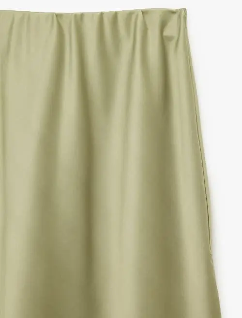 Koton Elastic Waist Satin Midi Skirt