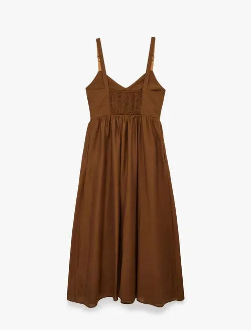 KOTON V-neck Sleeveless Maxi Dress With Adjustable Straps