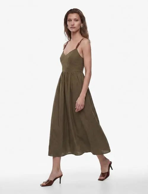 KOTON V-neck Sleeveless Maxi Dress With Adjustable Straps