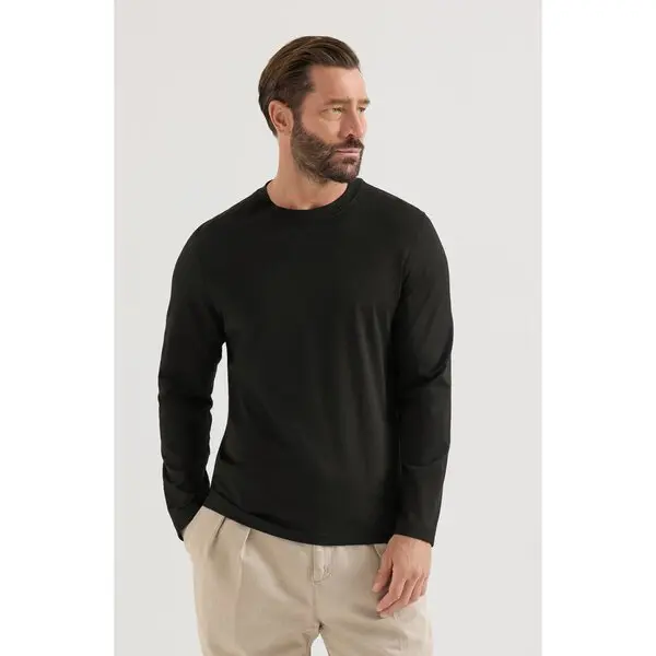 Brunello Cucinelli Cotton Jersey Long Sleeve Crew Neck T-shirt - Black