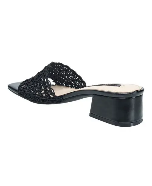 French Connection Waverly Woven Mule With Sculptural Block Heel - Black