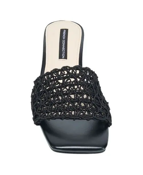 French Connection Waverly Woven Mule With Sculptural Block Heel - Black