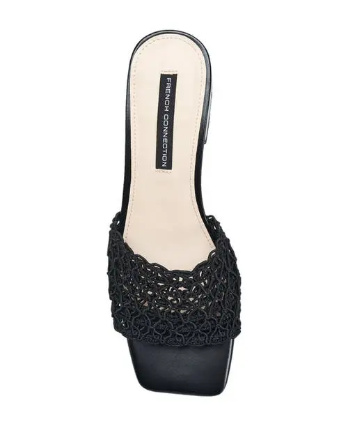 French Connection Waverly Woven Mule With Sculptural Block Heel - Black