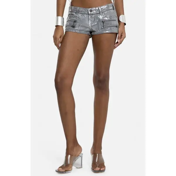 JADED LONDON Foil Low Waist Micro Shorts