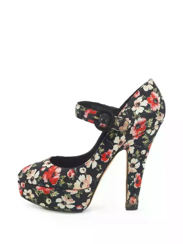 Dolce & Gabbana Floral Print Platform Pumps - Black