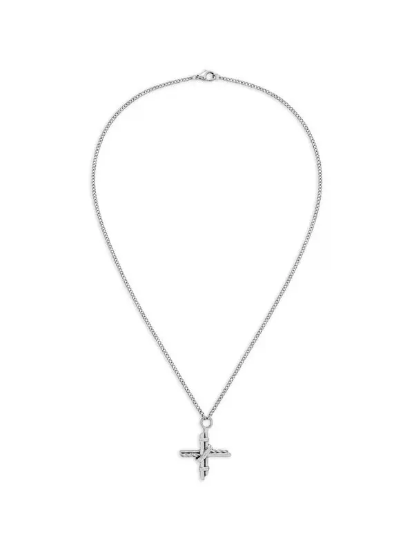YOJ Tone Cross Pendant Necklace - Silver