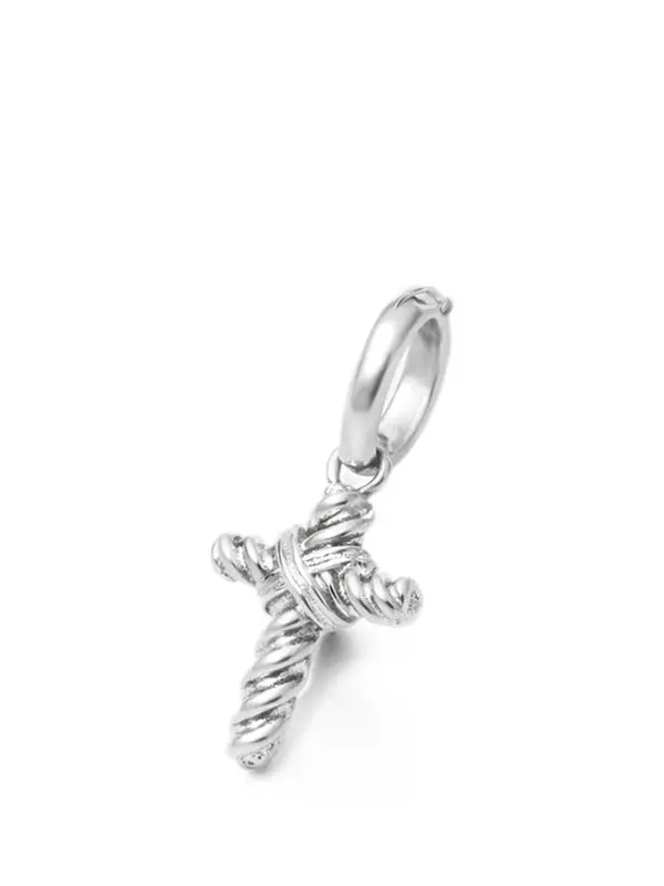 YOJ Cross-pendant Hoop Earrings - Silver
