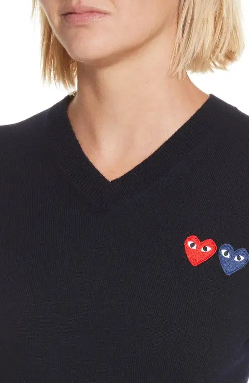Comme Des Garçons Play Double Heart Wool Sweater