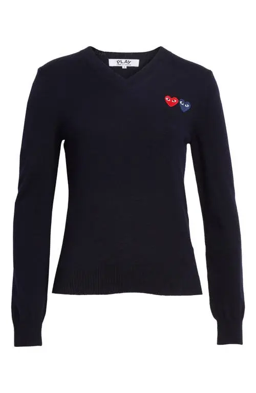 Comme Des Garçons Play Double Heart Wool Sweater