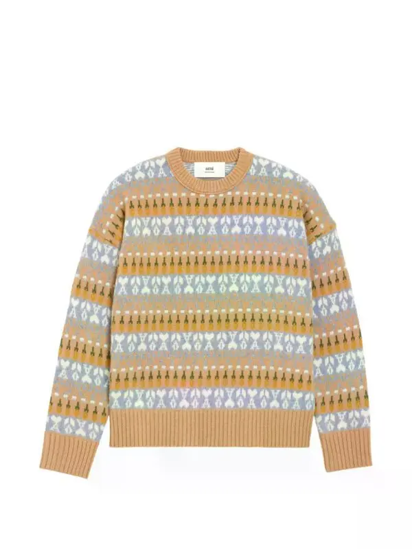 AMI Paris Boxy Jacquard-knit Sweater - Neutrals