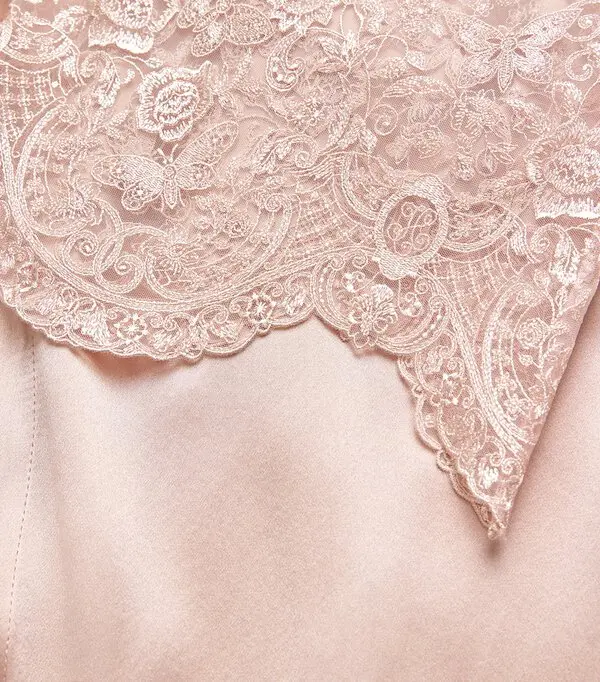 Harrods Silk Lace-trim Short Night Robe