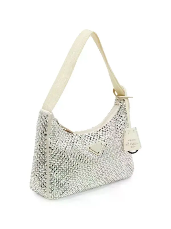 Prada Re-edition 2000 Crystal Shoulder Bag - Silver