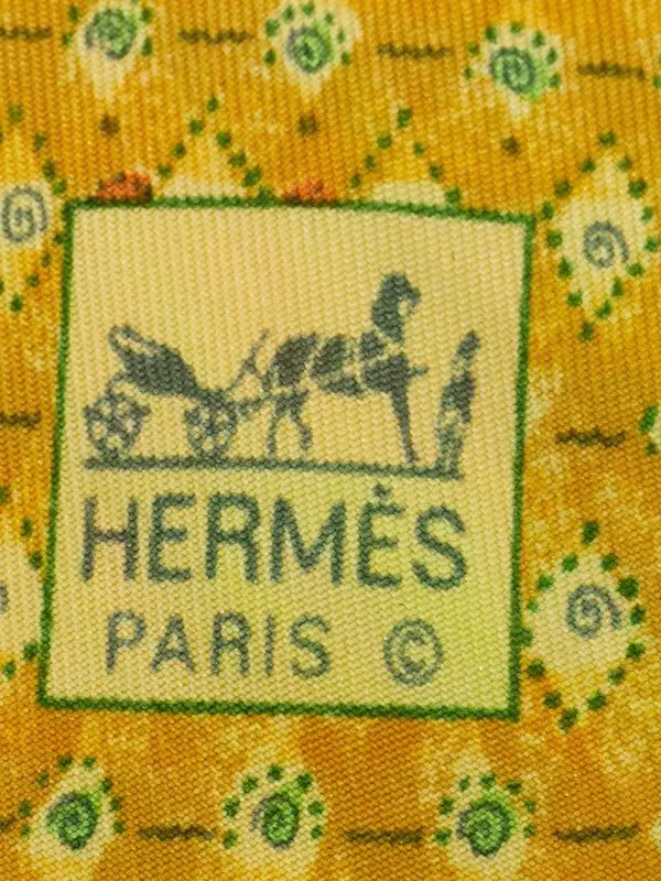 Hermès Geometric Print Silk Neck Tie - Yellow